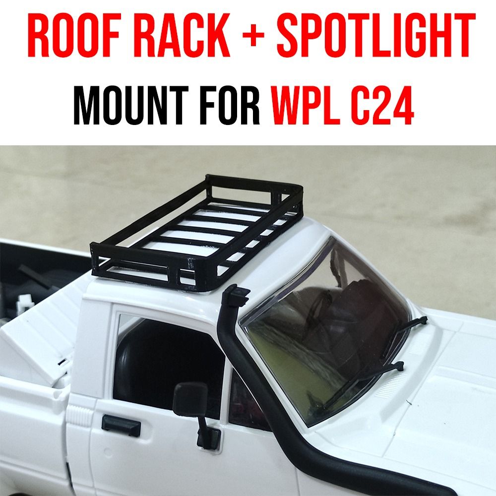 WPL C24 Roof Rack With LED Spotlight Lightbar Mount Dummy 5mm Hole ...