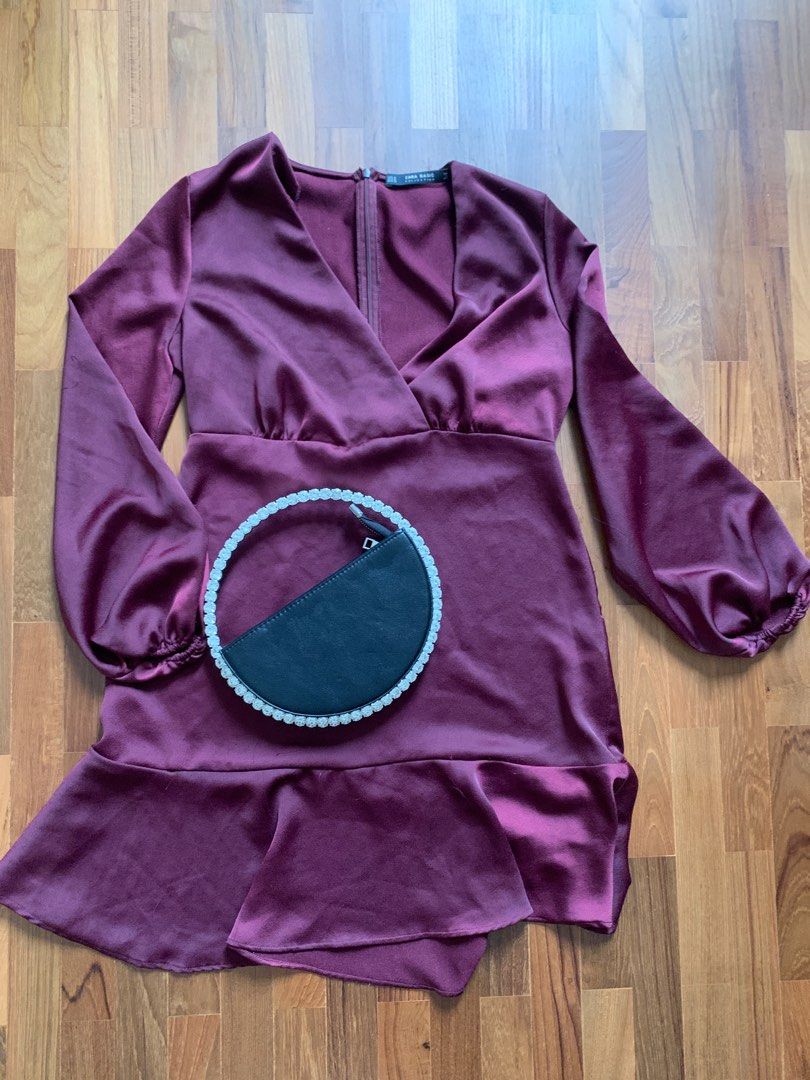 Zara basic maroon dress, Women's Fashion, Dresses & Sets, Dresses on ...