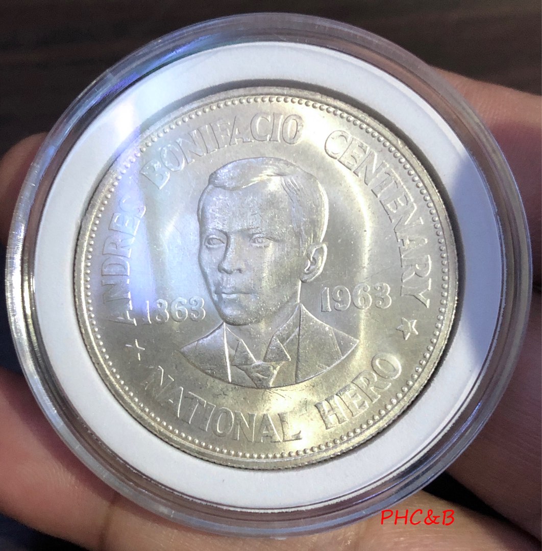 1963 1 Piso Andres Bonifacio Silver Coin, Hobbies & Toys, Memorabilia & Collectibles, Currency ...