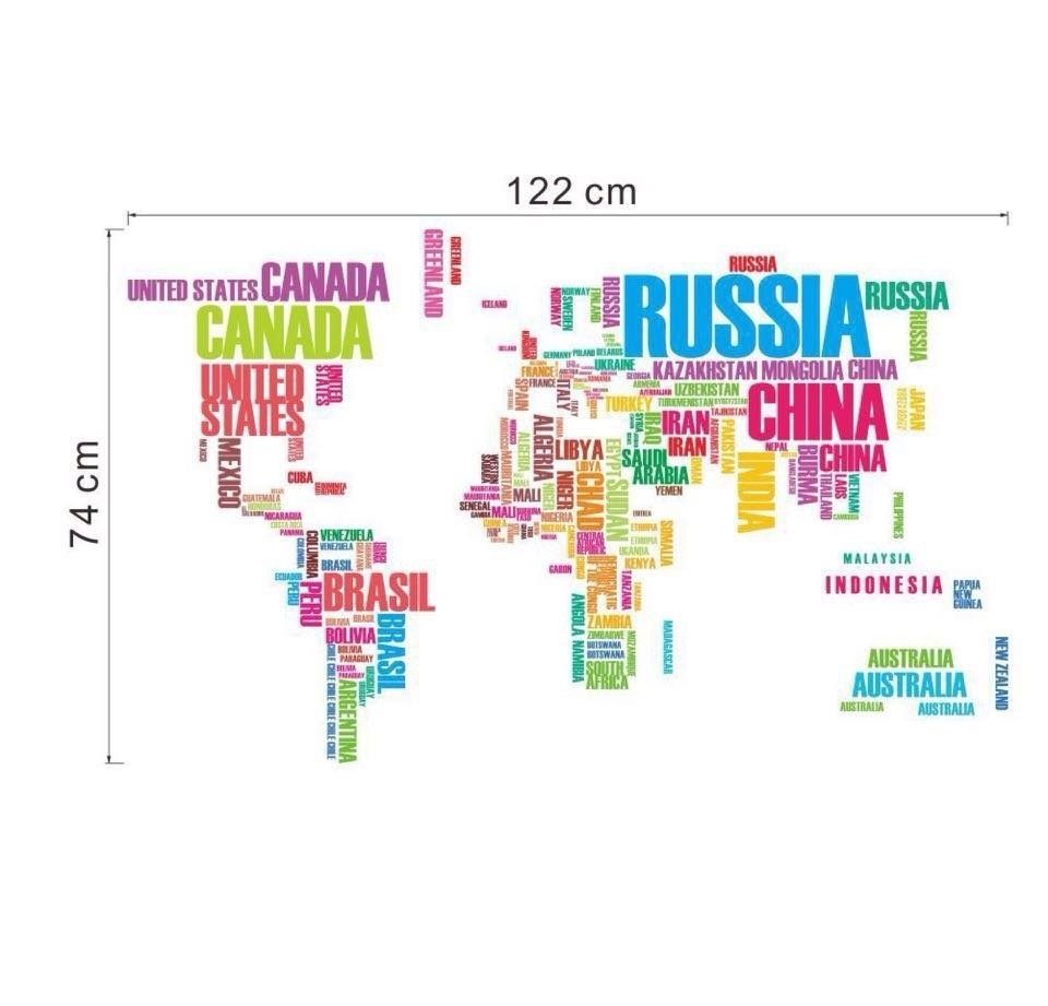 2Color English Alphabet World Map Wall Decal, Furniture & Home Living ...