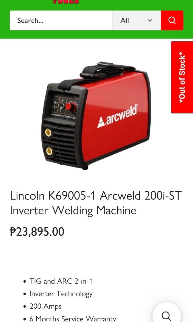 Arcweld Lincoln electric 200i-ST inverter DC, Commercial & Industrial, Construction Tools ...