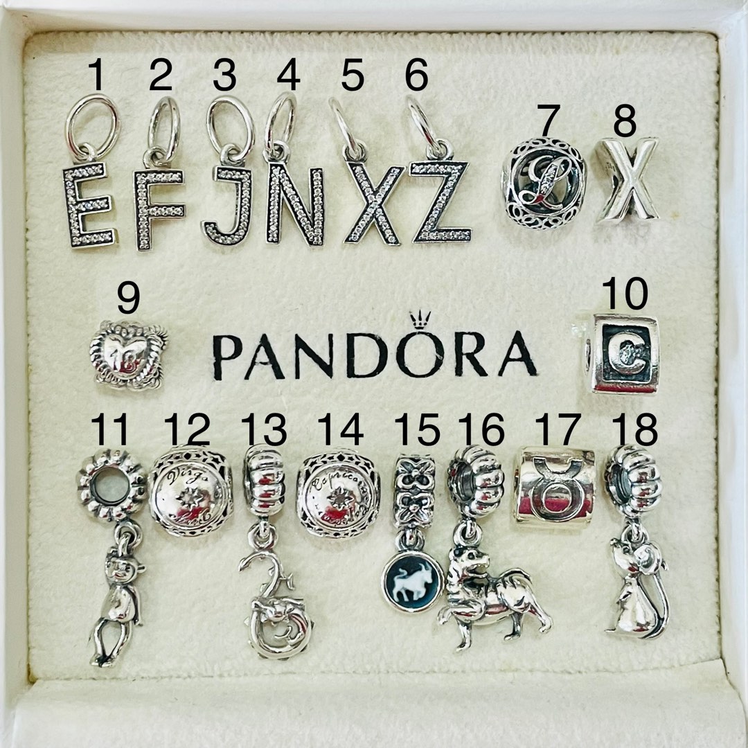 Authentic Pandora Letters, Numbers and Zodiac Charms, Women's Fashion ...