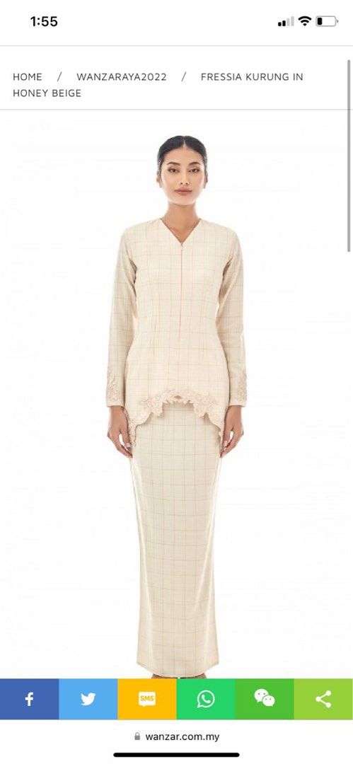 Baju Kurung Wanzar Raya Cream, Women's Fashion, Muslimah Fashion, Baju ...