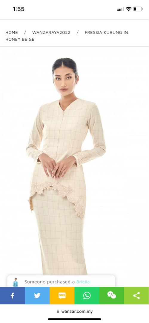 Baju Kurung Wanzar Raya Cream, Women's Fashion, Muslimah Fashion, Baju ...