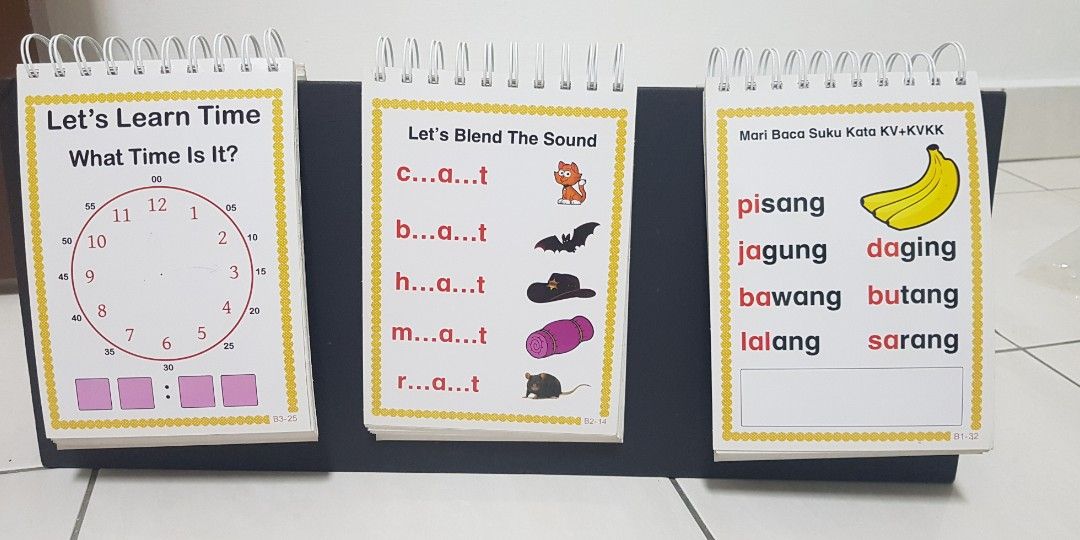 BIG Flash card flip card suku kata phonics mathematics, Hobbies & Toys ...