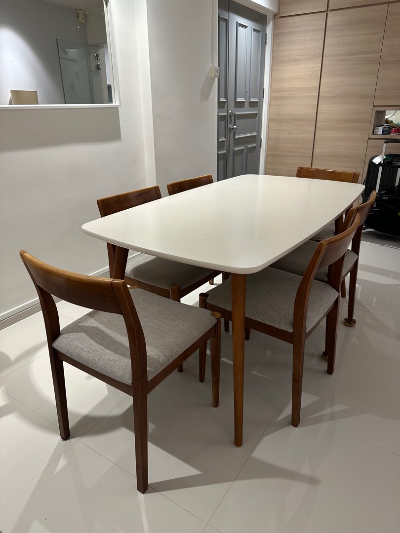 Castlery dining table set with 6 chairs, Furniture & Home Living ...