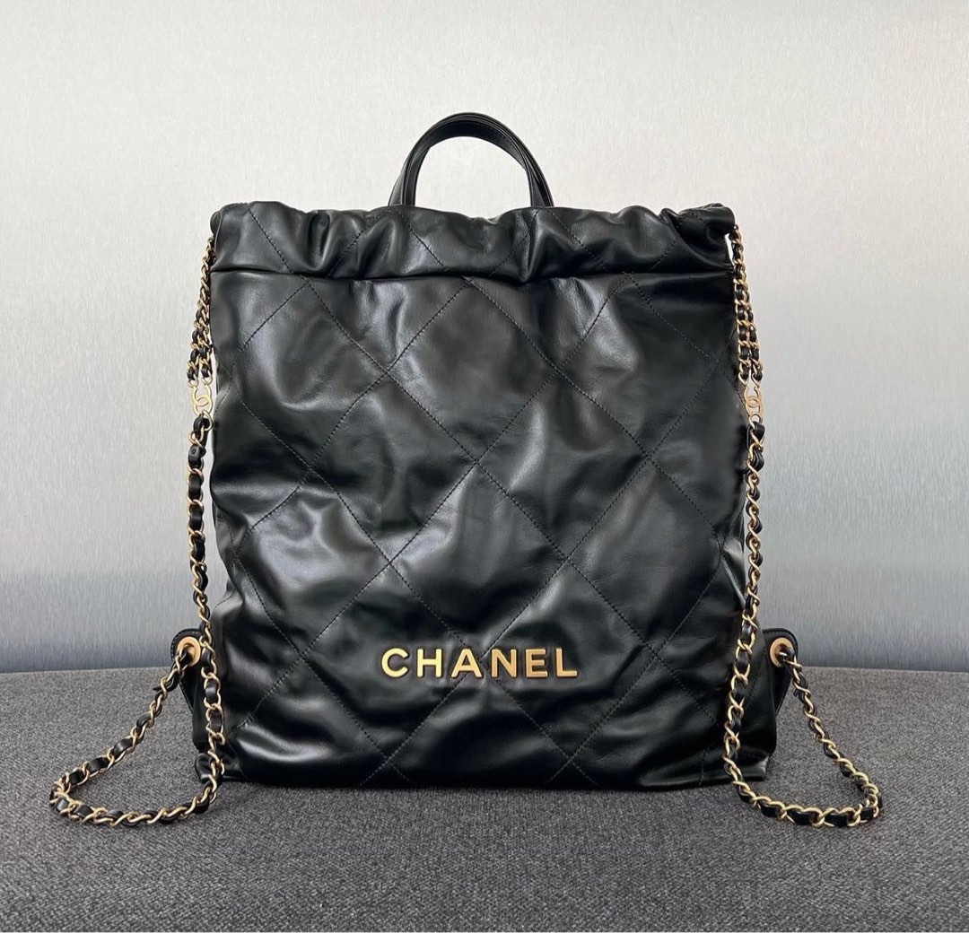 Chanel 22 Backpack Tote Calfskin Black / Ghw, Luxury, Bags & Wallets on ...