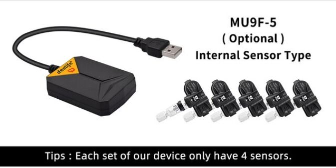 Deelife Android TPMS USB Receiver and 4 x MU9F-4 Internal sensors for ...