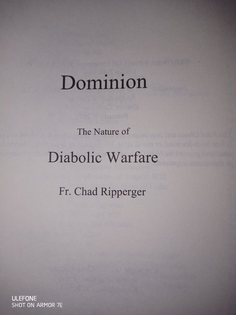 Dominion by Fr. Chad Ripperger, Hobbies & Toys, Books & Magazines ...