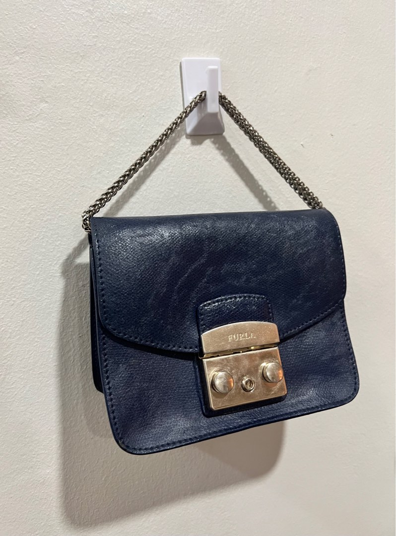 FURLA Mini Metropolis | Blue and Silver Chain Strap, Women's Fashion ...