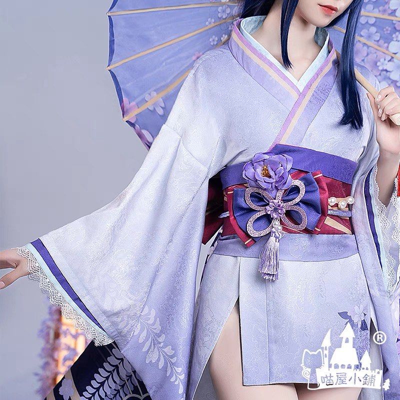Genshin Impact Raiden Shogun Kimono Cosplay Costume Raiden Ei ...
