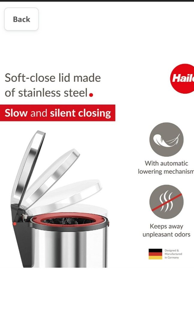 Hailo Pure S Stainless Steel Bin, Furniture & Home Living, Cleaning ...
