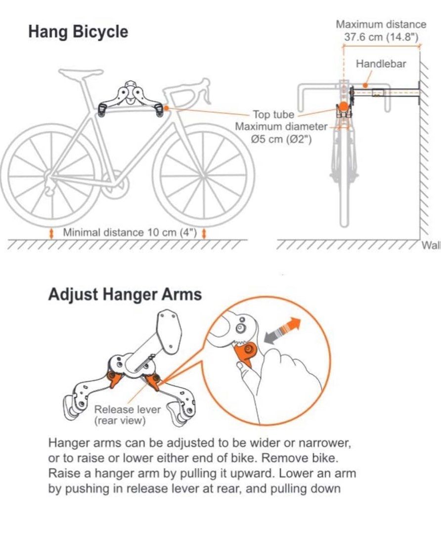 Ibera Horizontal Bicycle Bike Wall Hanger, Sports Equipment, Bicycles & Parts, Parts ...