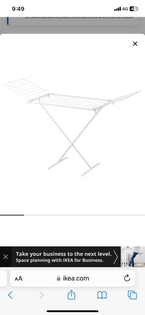 IKEA clothes drying rack with free hanging rack, Furniture & Home ...