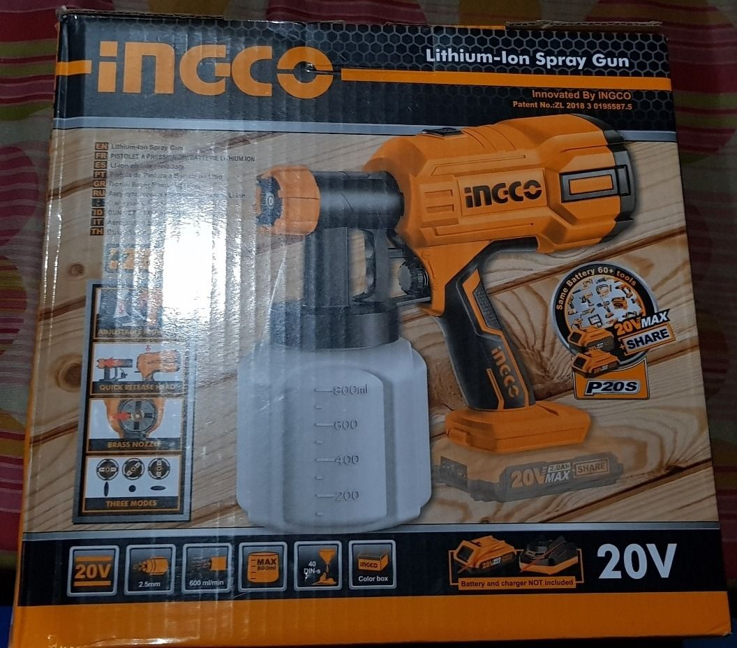 Ingco Cordless Paint Sprayer with Charger and Battery, Commercial ...