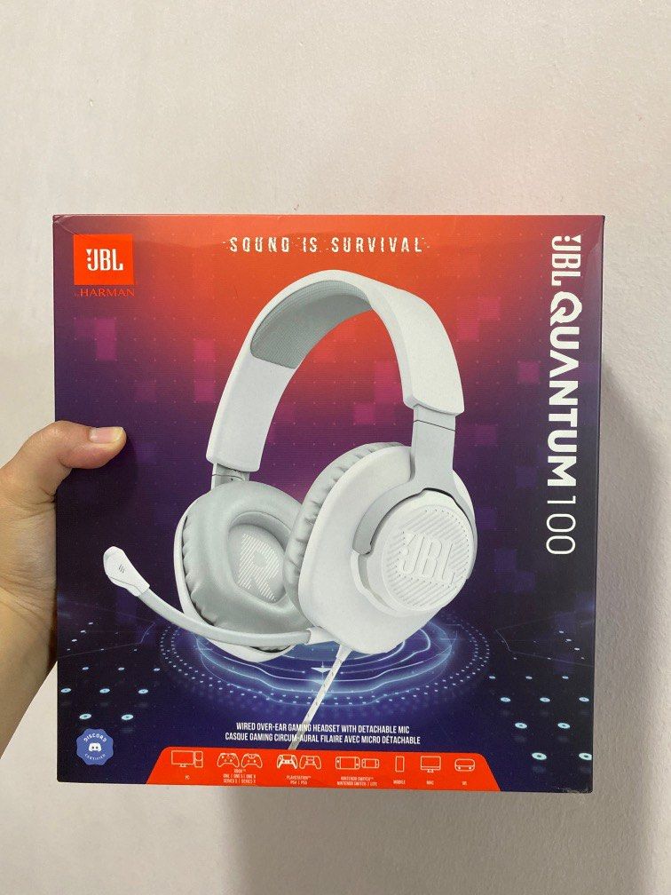 JBL Quantum 100 (White), Audio, Headphones & Headsets on Carousell