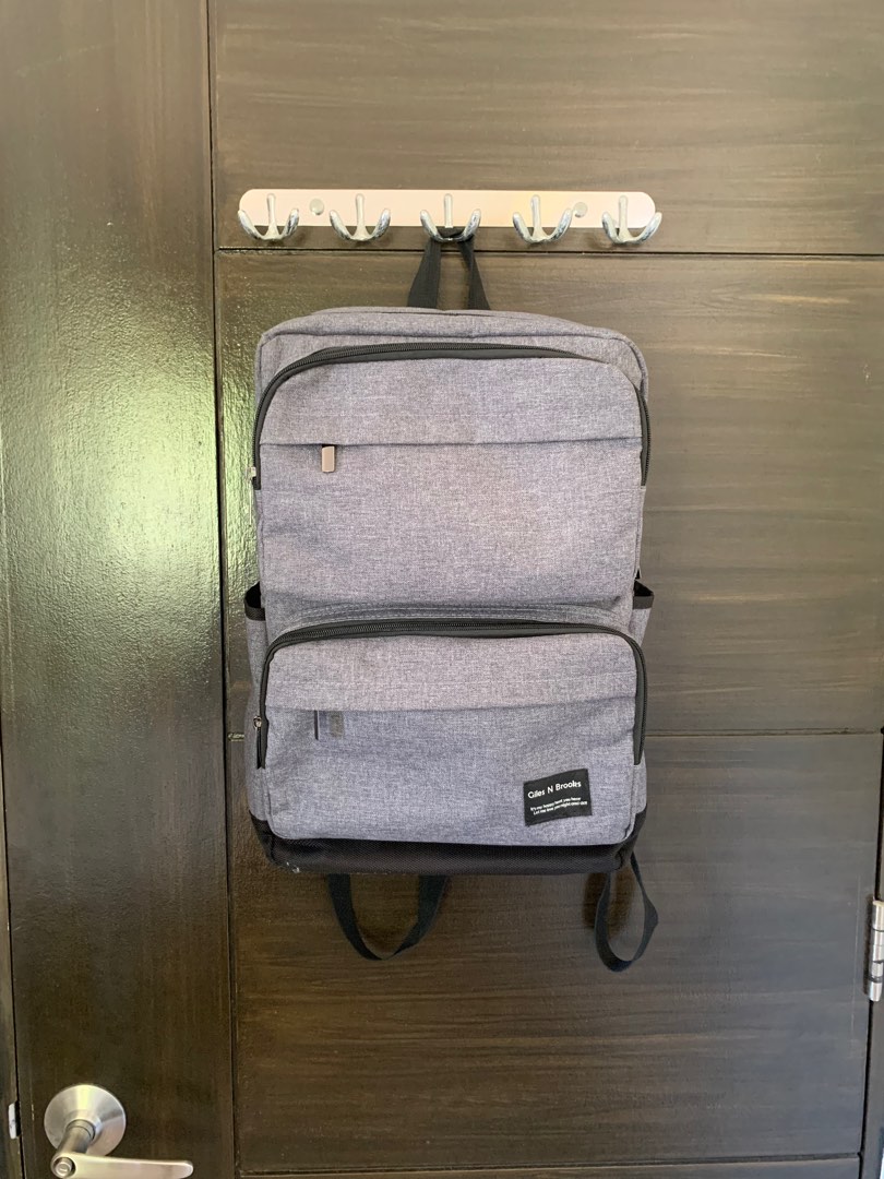 KOREAN BLACK / GRAY GILES & BROOKS CANVAS BACKPACK BAG WITH LOTS OF ...