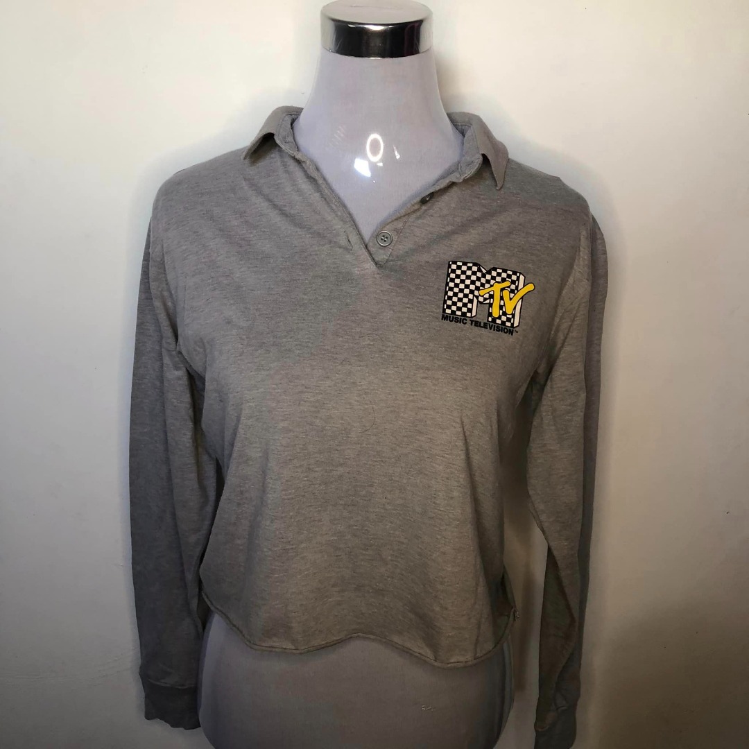 MTV POLO CROP LONG SLEEVES, Women's Fashion, Tops, Longsleeves on Carousell