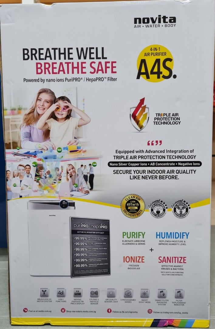 Novita Air Purifier A4S, TV & Home Appliances, Air Purifiers & Dehumidifiers on Carousell