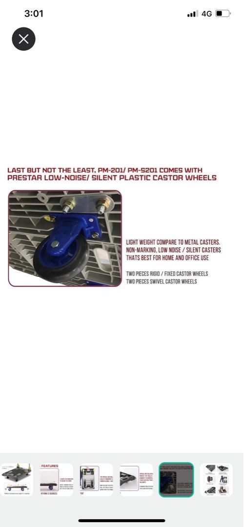 Prestar Foldable Trolley 200kg with foot break., Furniture & Home ...