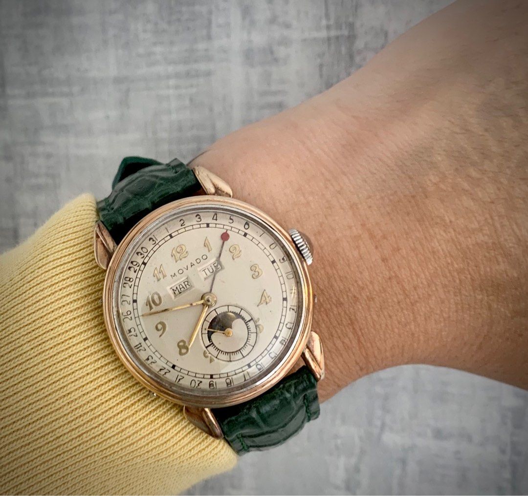 Rare Movado Triple Calendar ~ Moon phase ~ Breguet Numerals ~Vintage ...