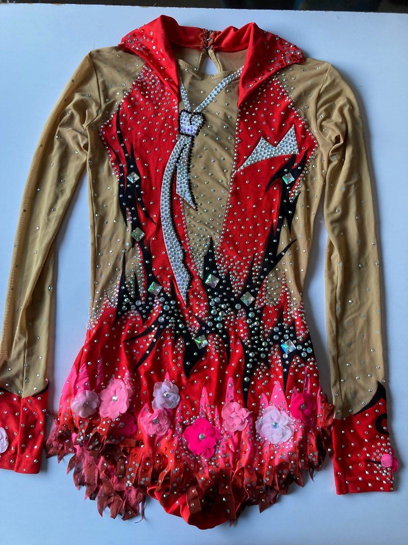 Rhythmic gymnastics leotard (red/pink): 155-170cm height, Sports ...