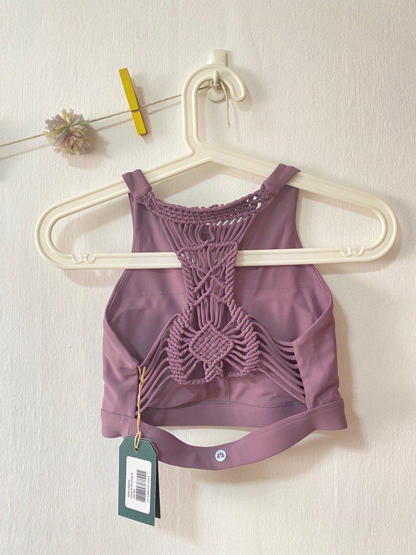 Rising Lotus macrame bra in grape purple, Women's Fashion, Activewear ...