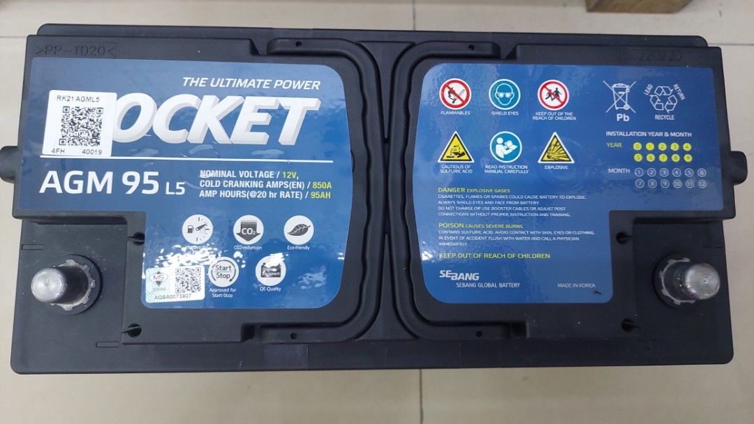 Rocket DIN95 AGM LN5 Battery, Auto Accessories on Carousell