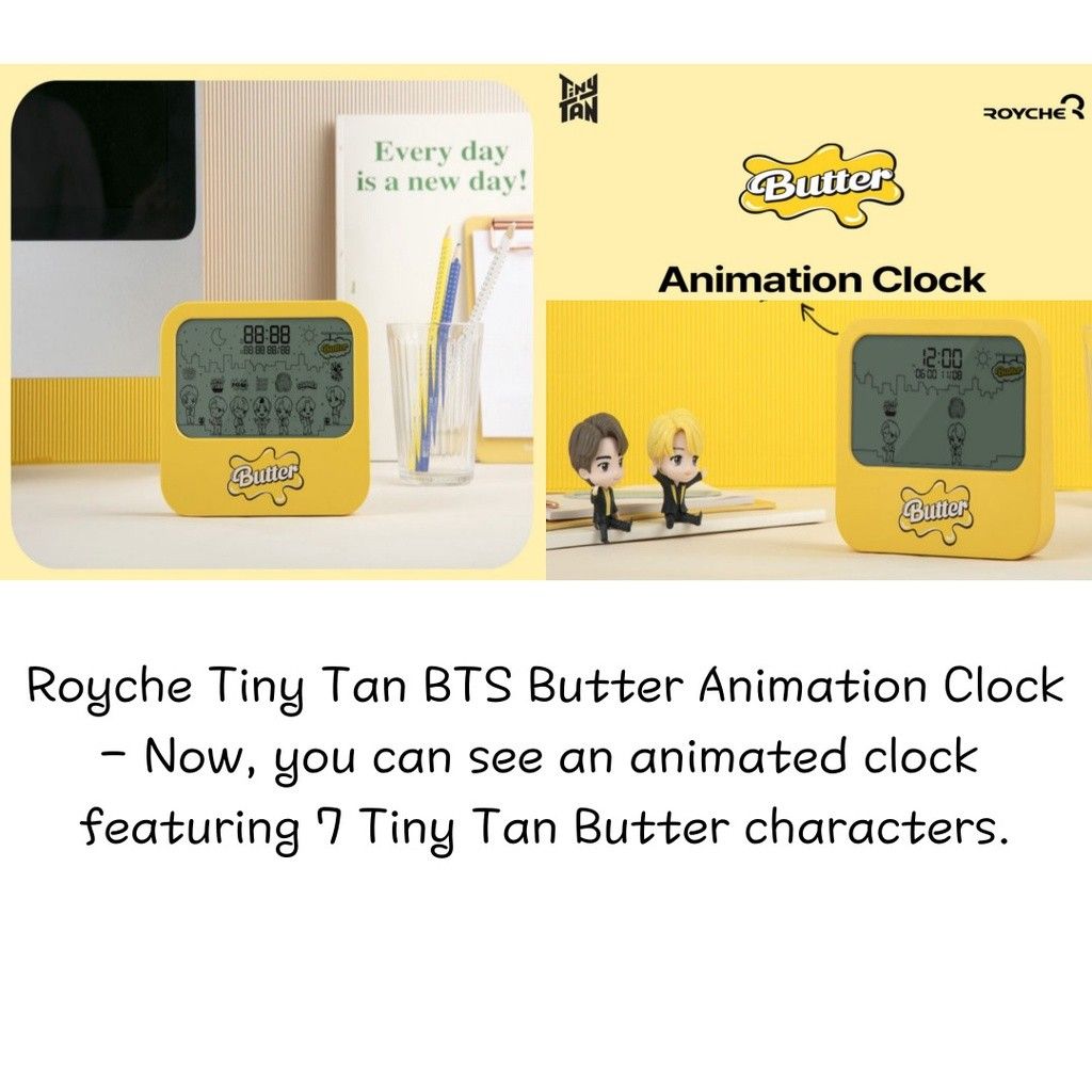 Royche Tiny Tan BTS Butter Animation Clock, Furniture & Home Living ...