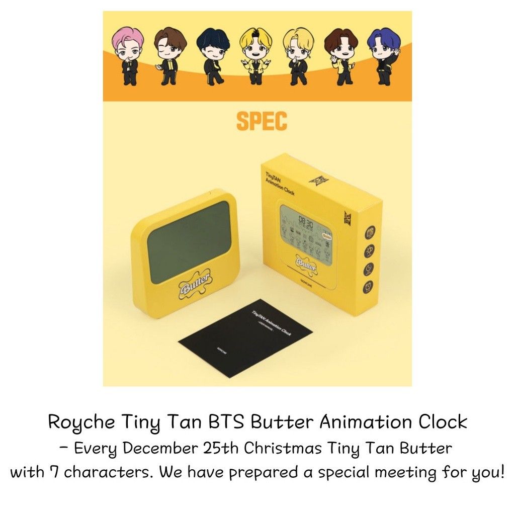 Royche Tiny Tan BTS Butter Animation Clock, Furniture & Home Living ...