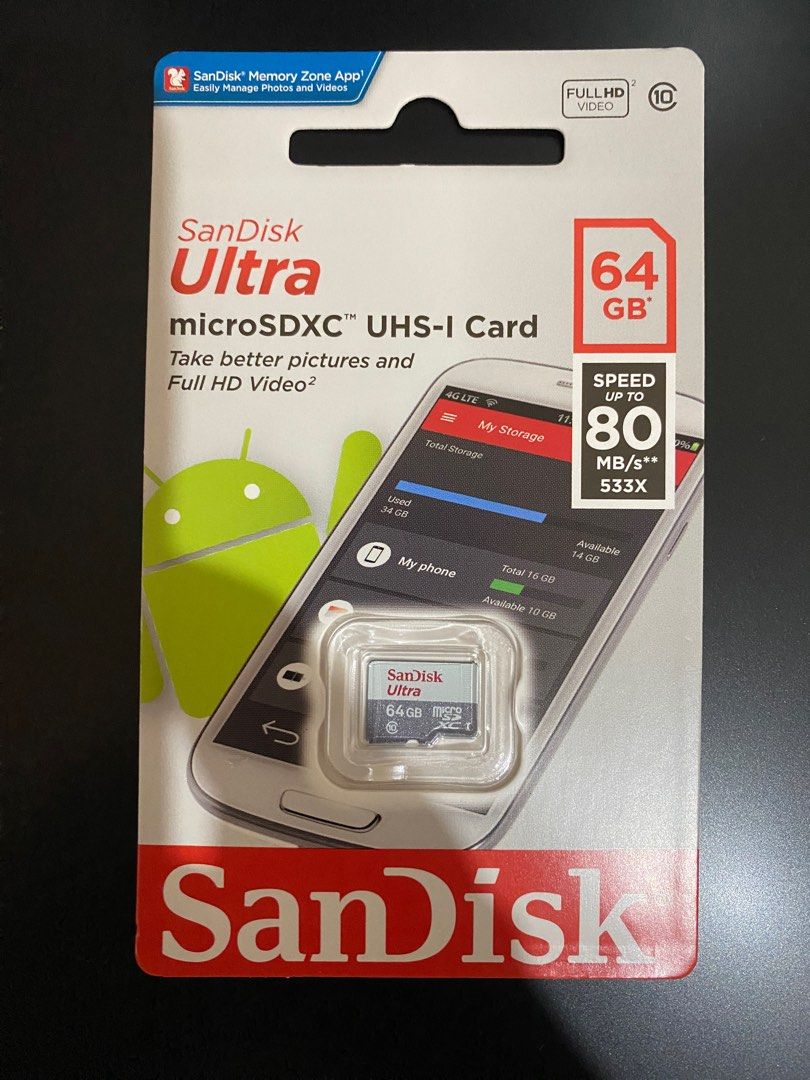 Sandisk Ultra Micro SD 64GB, Mobile Phones & Gadgets, Mobile & Gadget Accessories, Memory & SD ...