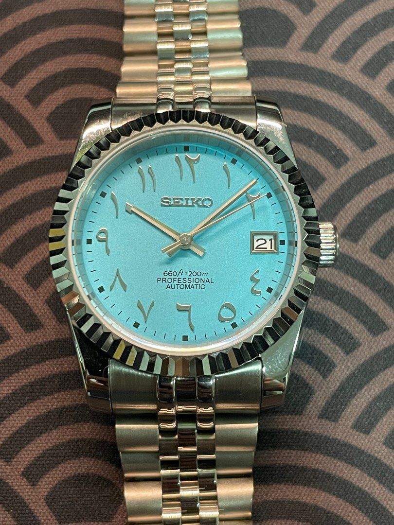 Seiko Custom Mod “Datejust Arabic Tiffany” 36mm case, Men's Fashion ...