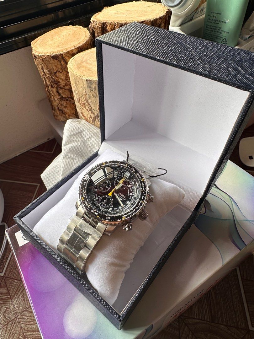 Seiko Flightmaster SNA411P1 Pilot's Flight Alarm Chronograph Men's Watch, Luxury, Watches on ...