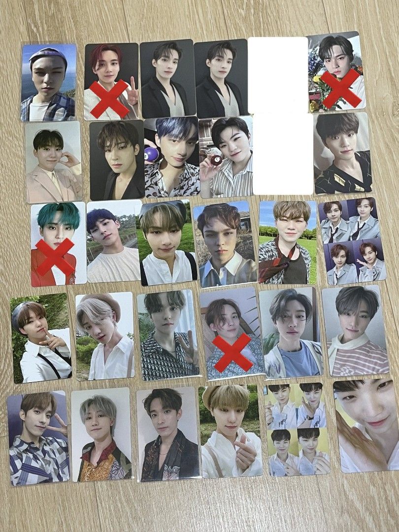 seventeen photocards (vernon, woozi, dk, hoshi, dino, wonwoo, jun) on Carousell