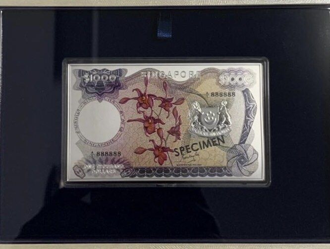 Singapore Orchid $1000 Note 6gm 999 Fine silver sheet Replica, Hobbies ...