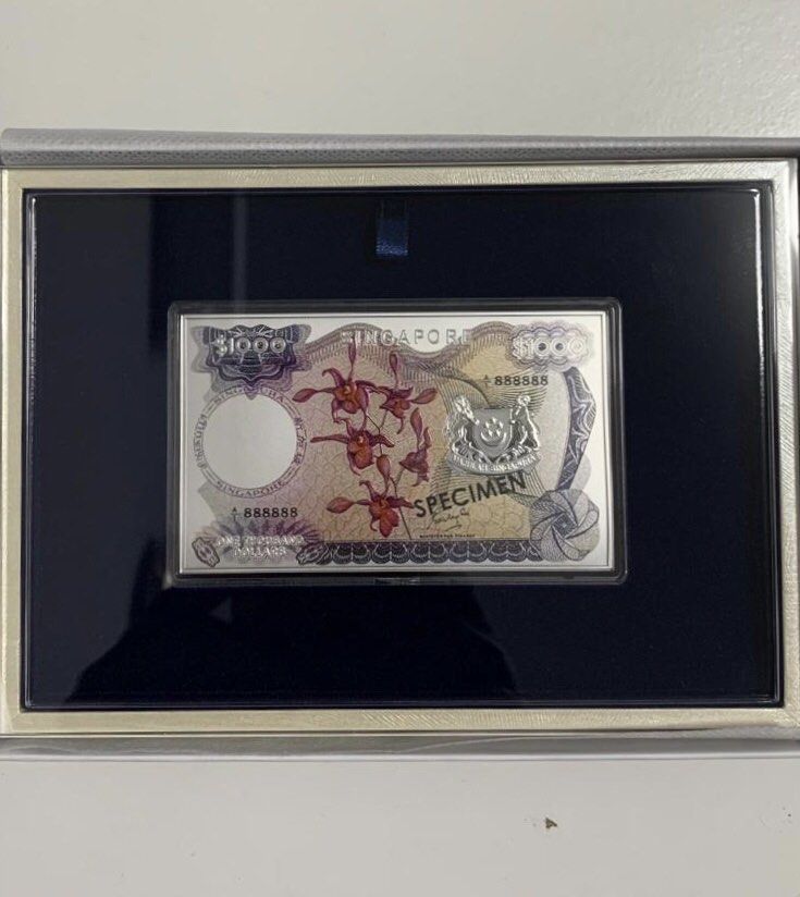 Singapore Orchid $1000 Note 6gm 999 Fine silver sheet Replica, Hobbies ...