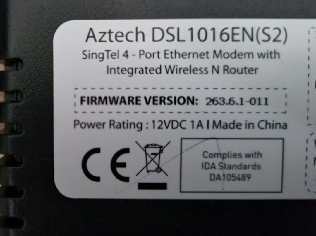 Singtel Aztech DSL1016EN(S2) 4 port Ethernet modem with wireless router ...