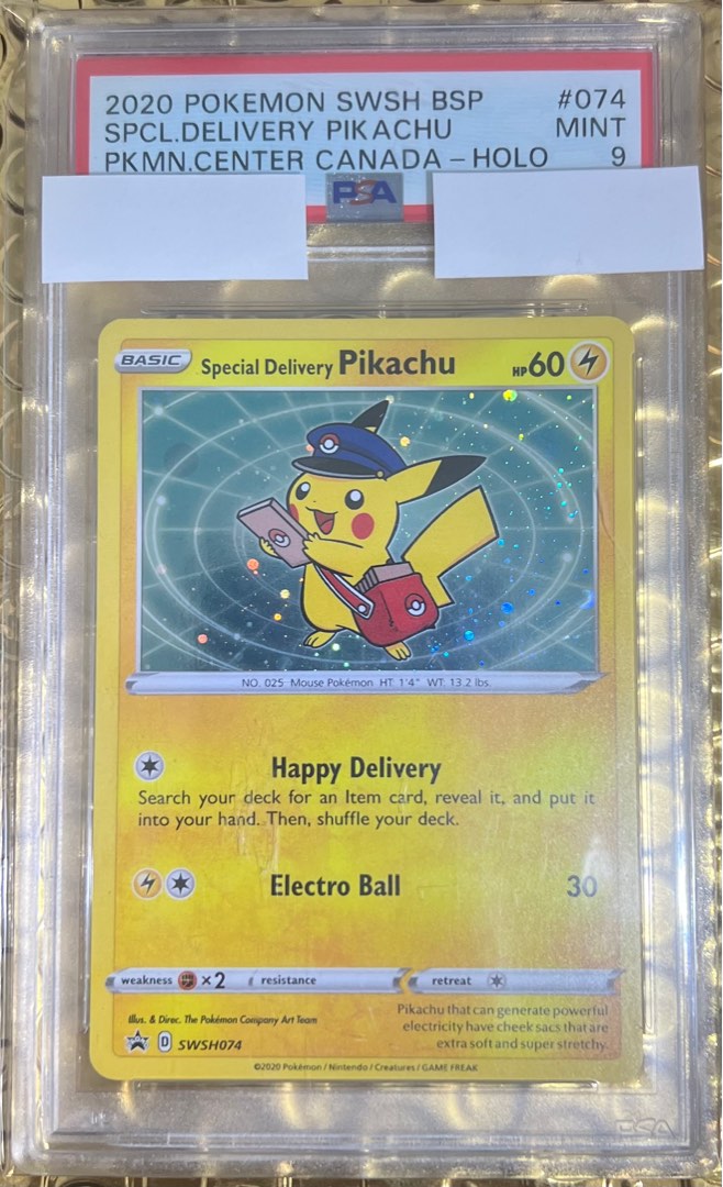Special delivery Pikachu promo swsh074 PSA 9 slab pokemon tcg graded ...