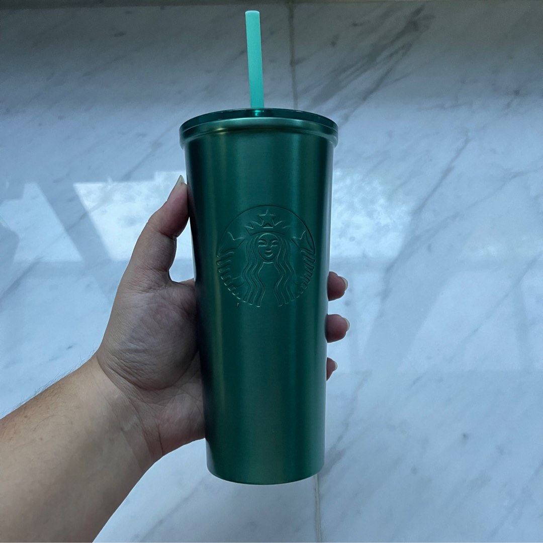 Starbucks cold cup metallic green 16 oz on Carousell
