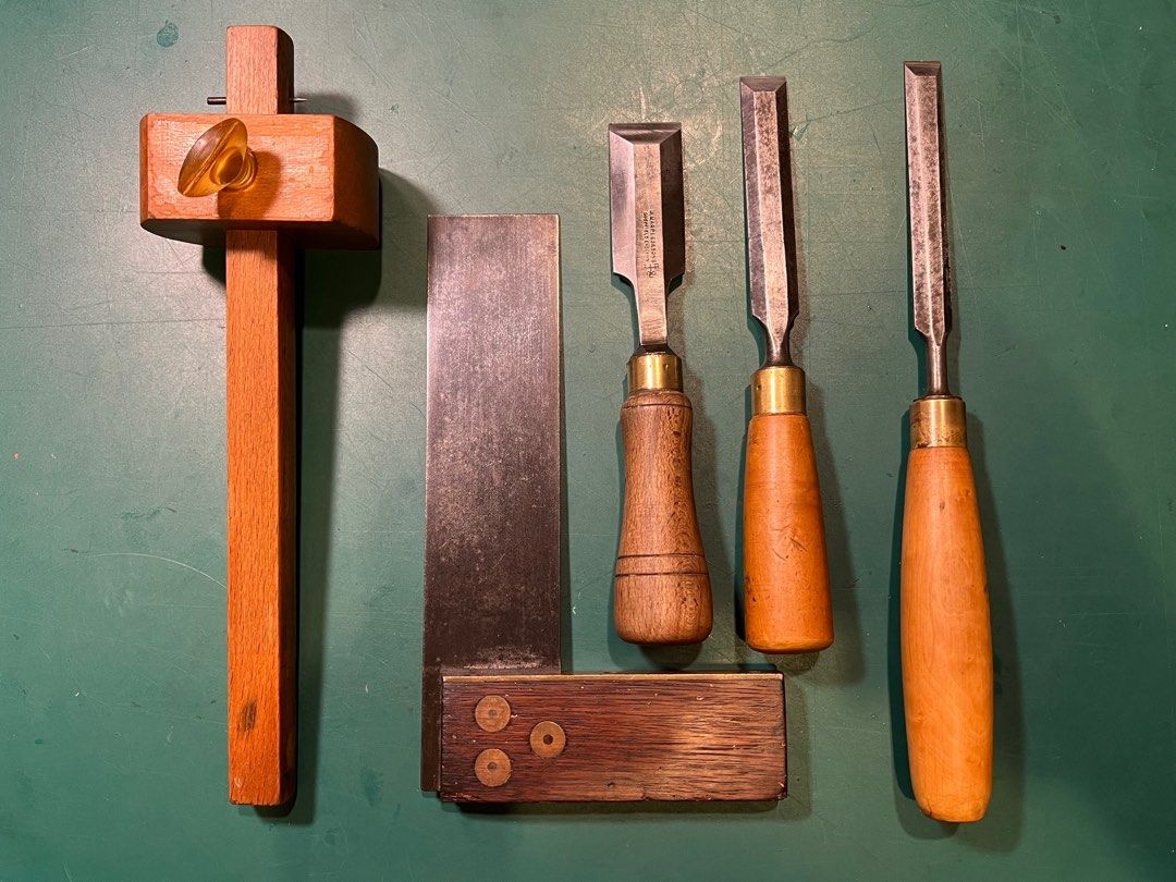 Starter kit:Marples Tri-square, chisels and marking gauge, Hobbies ...