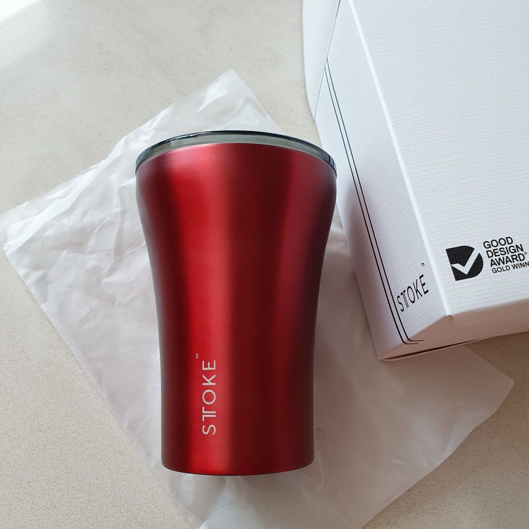 Sttoke Ceramic Reusable Coffee Cup 8oz - Satin Red, Furniture & Home ...