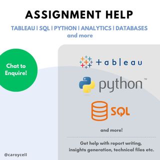 Tableau| Python | SQL | Data Analytics | Database Assignment / Coach / Freelance, Hobbies & Toys ...