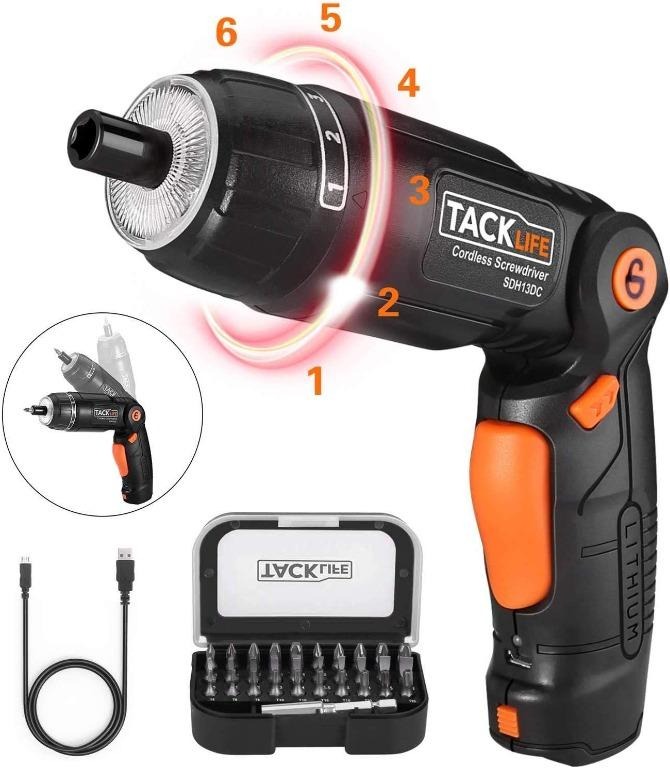 TACKLIFE Cordless Screwdriver, 3.6V Electric Rechargeable Screwdriver ...