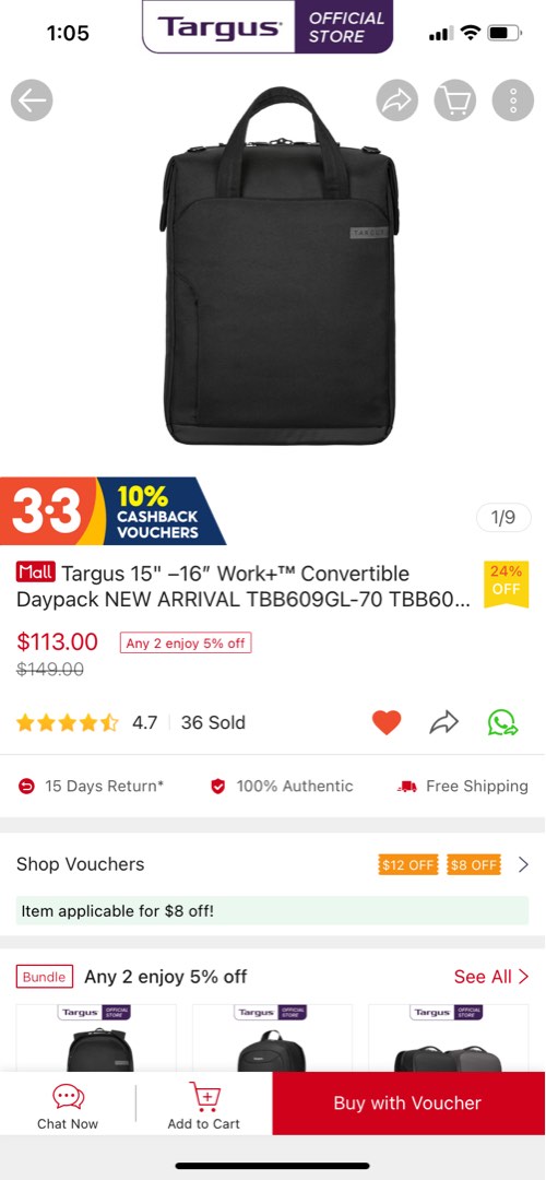 Targus convertible laptop backpack, Men's Fashion, Bags, Backpacks on ...