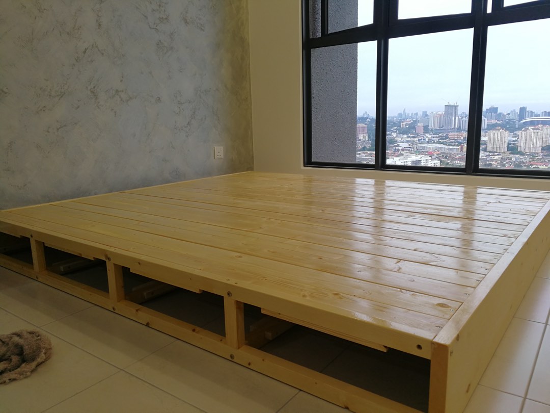 Wood Tatami bedframe King size, Furniture & Home Living, Furniture, Bed ...