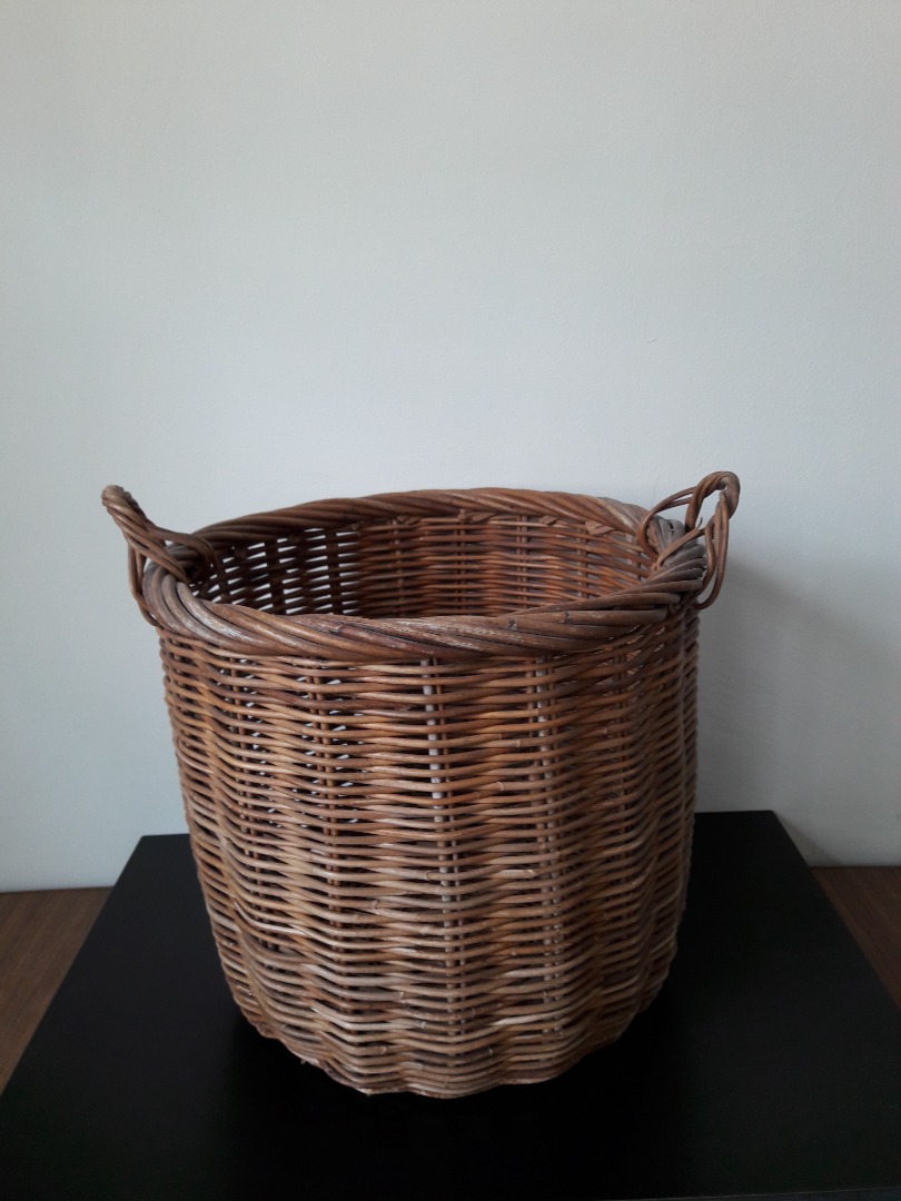 Vintage French Style Large Wicker Rattan Basket, Furniture & Home ...