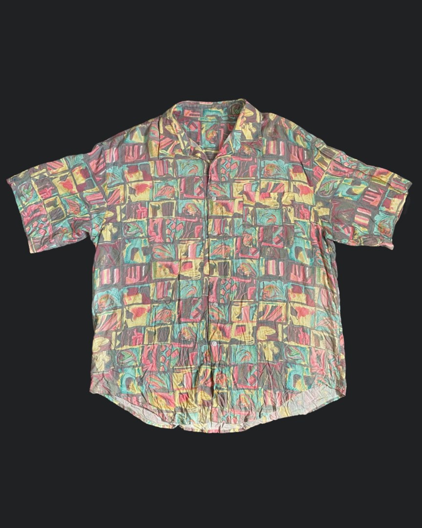 Vintage Multi-color Button-Up Short Sleeves, Men's Fashion, Tops & Sets ...