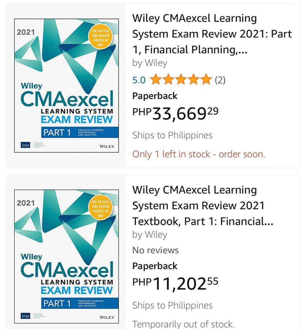 Wiley CMAexcel 2021 Part 1 Exam Review, Hobbies & Toys, Books ...