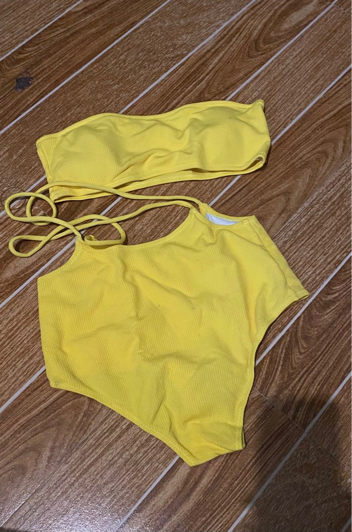 YELLOW BIKINI TUBE SWIMSUIT, Women's Fashion, Swimwear, Bikinis ...