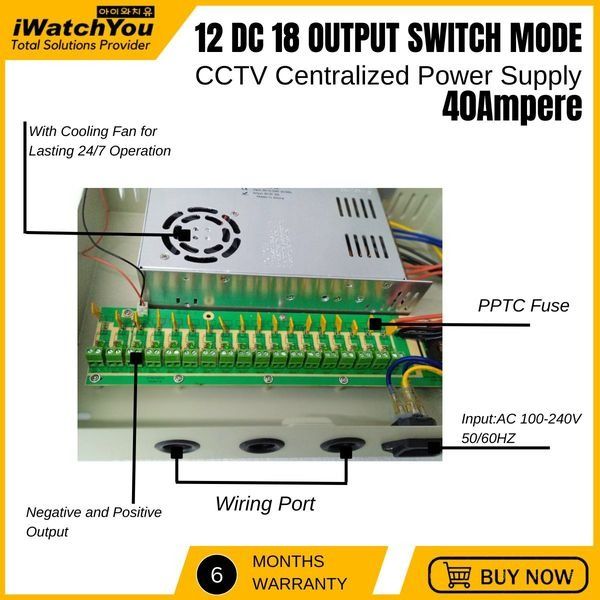 12VDC 40A 18 Output Switch Mode Centralized Power Supply, Furniture ...